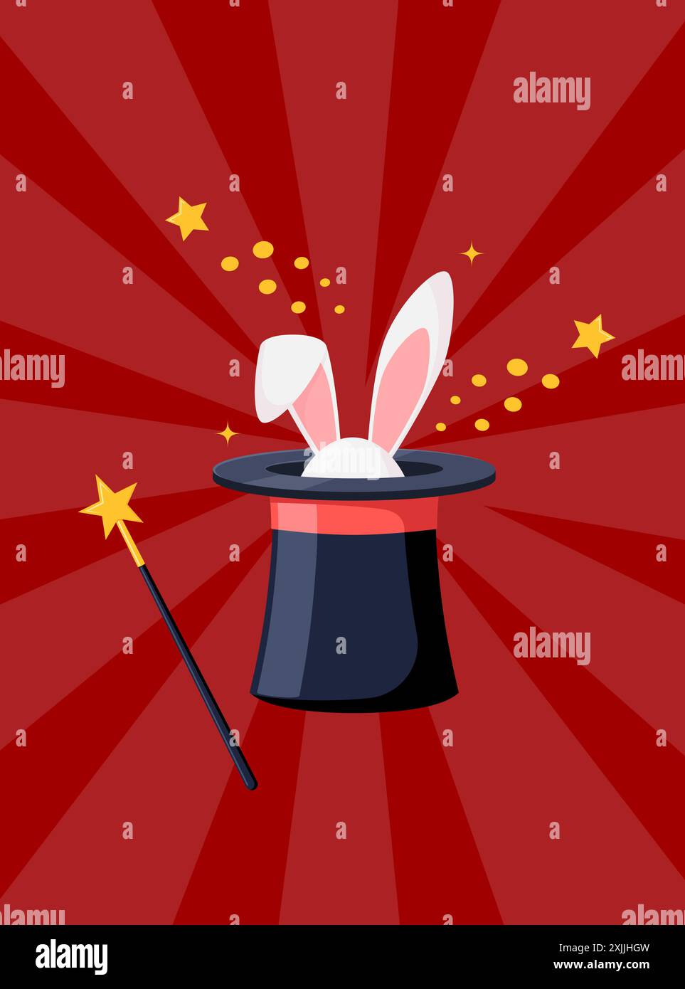 Magic hat with bunny ears. Magician hat with rabbit. Circus show ...