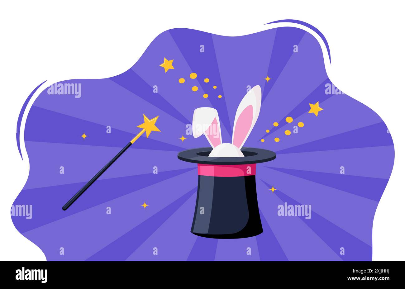 Magic hat with bunny ears. Magician hat with rabbit. Circus show ...