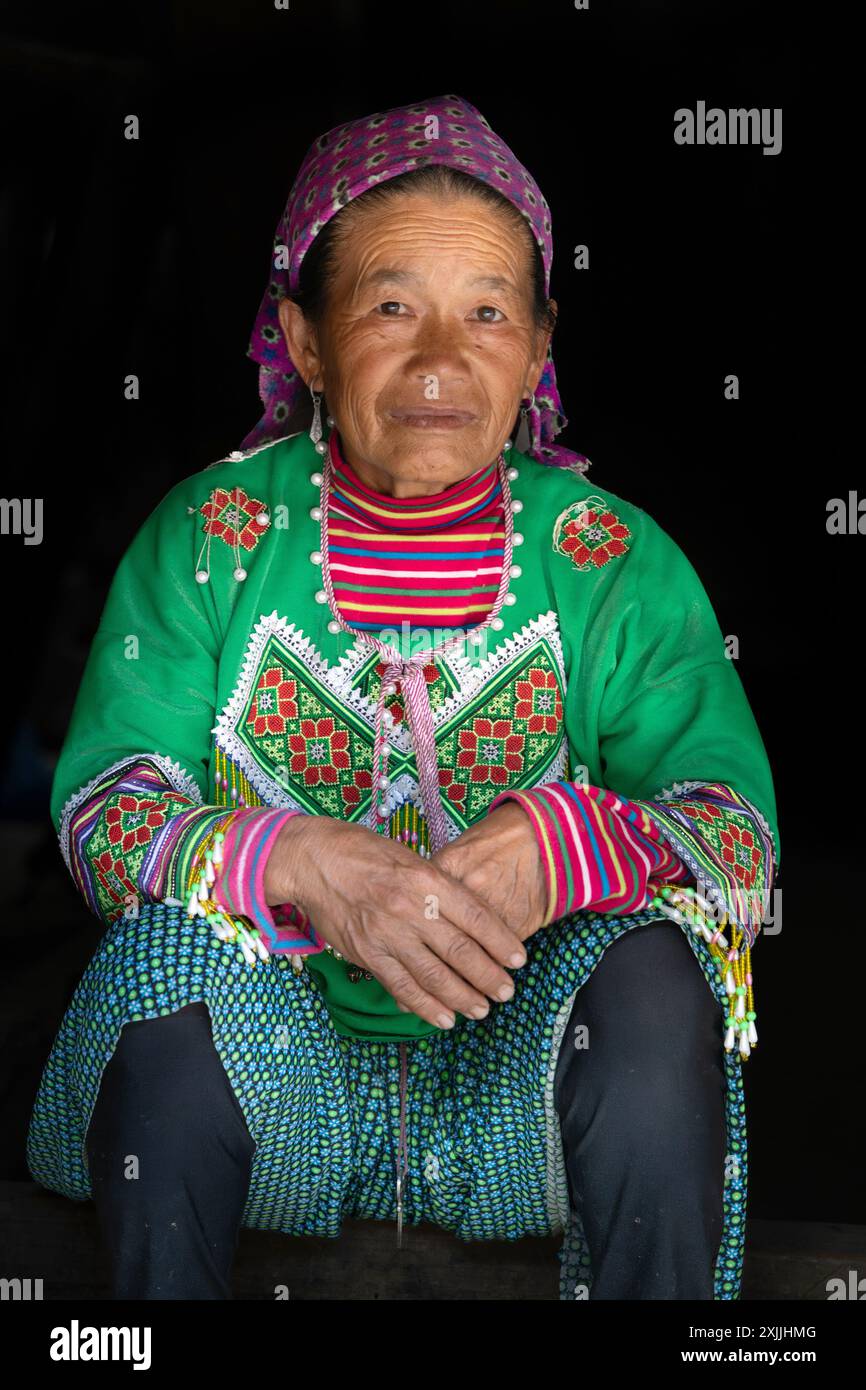 Hmong woman in Bac Ha, Lao Cai Province in Northern Vietnam Stock Photo ...