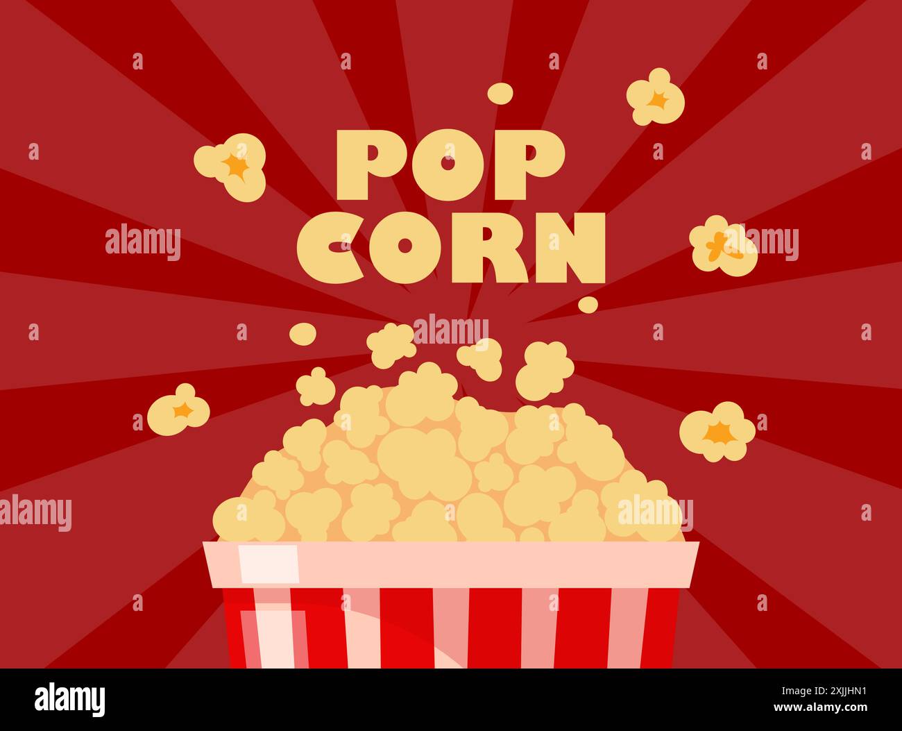 Popcorn bucket, realistic pop corn container. White and red bucket with ...