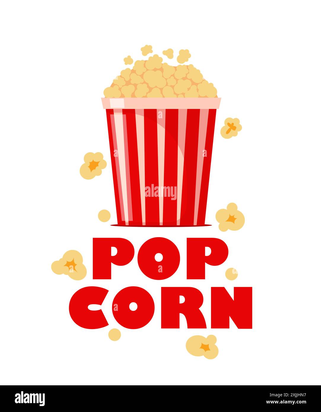 Popcorn bucket, realistic pop corn container. White and red bucket with ...