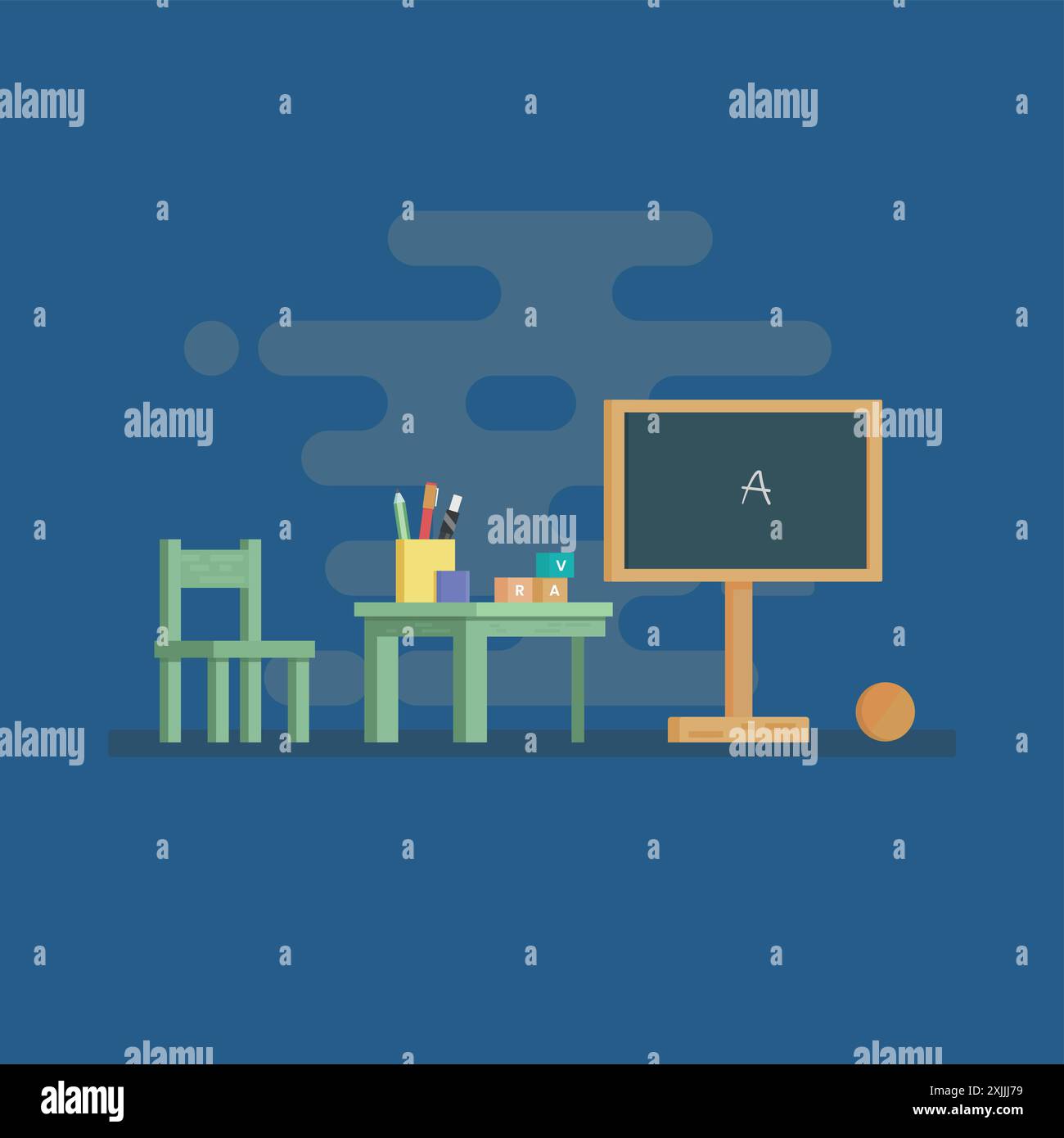 Kids School classroom. Vector illustration in flat style. Education and ...