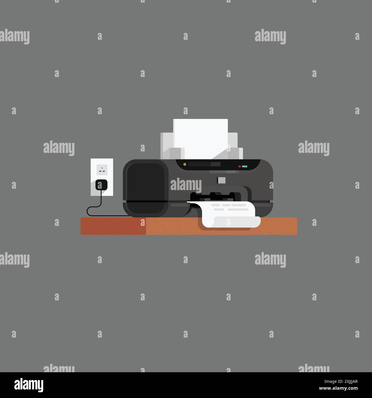 Printer and scanner on shelf. Vector illustration in flat style Stock ...