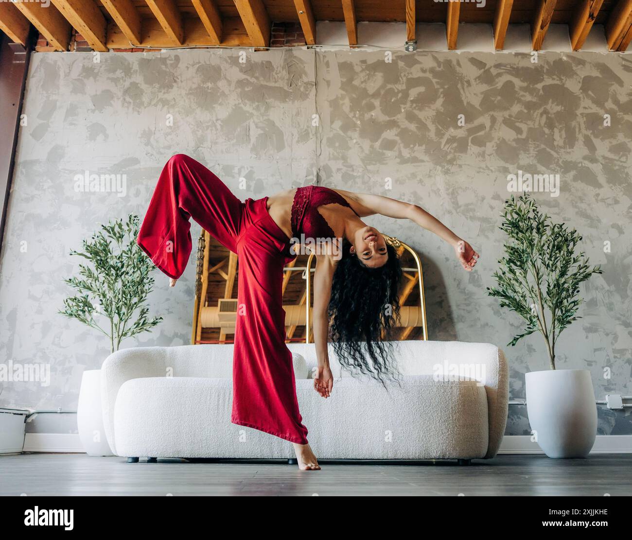 Woman curly hair dancing in hi-res stock photography and images - Alamy