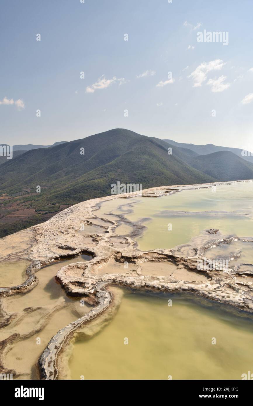 Landscape of natural pools in the mountains of Hierve el Agua, Oaxaca ...