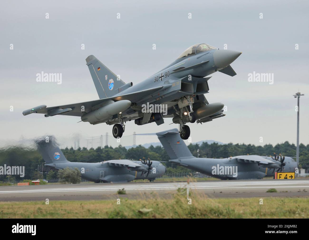 German Air Force Eurofighter takes off from the Chitose Airbase during ...