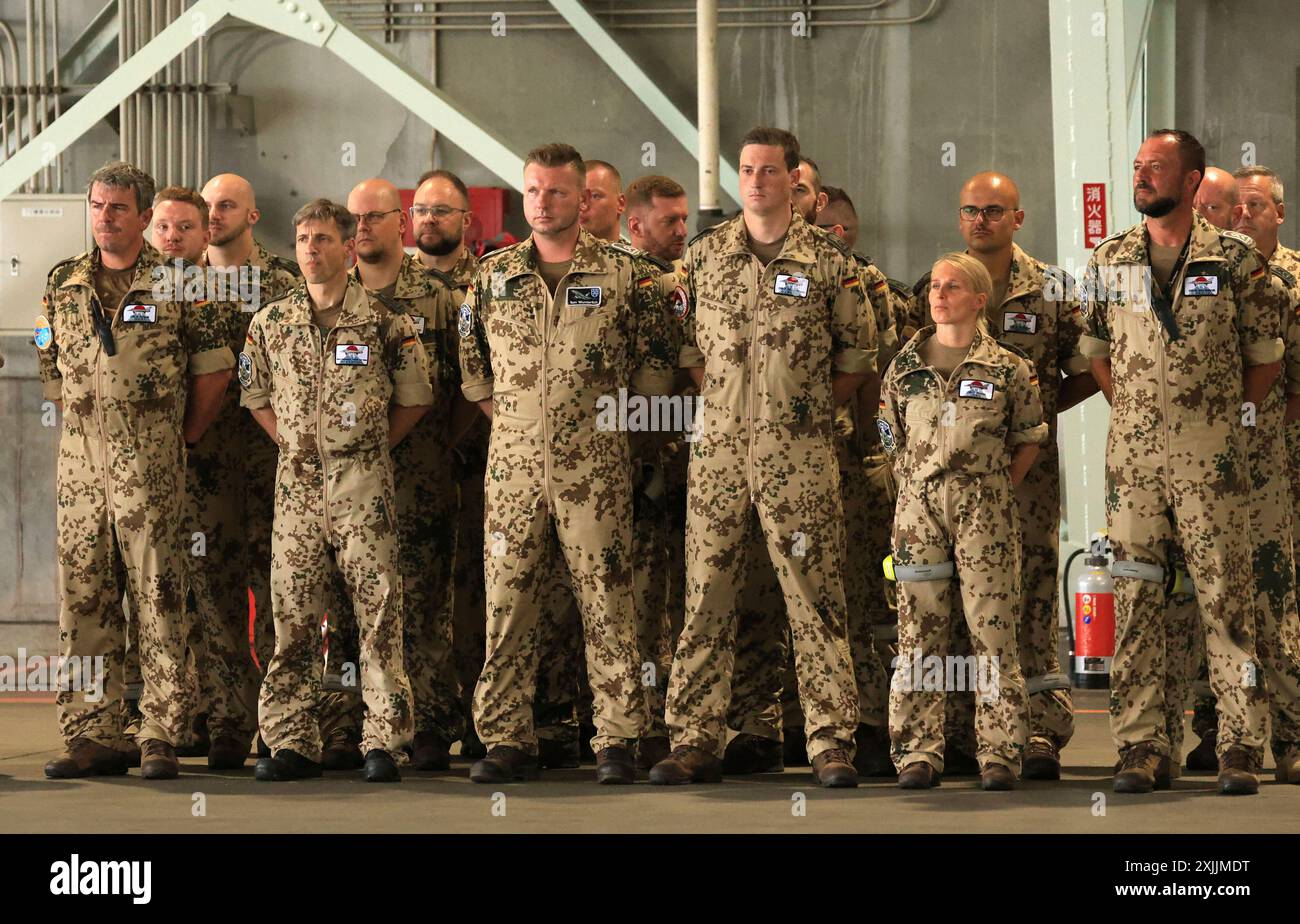 German Air Force members stand during the Japan, Germany, France and ...
