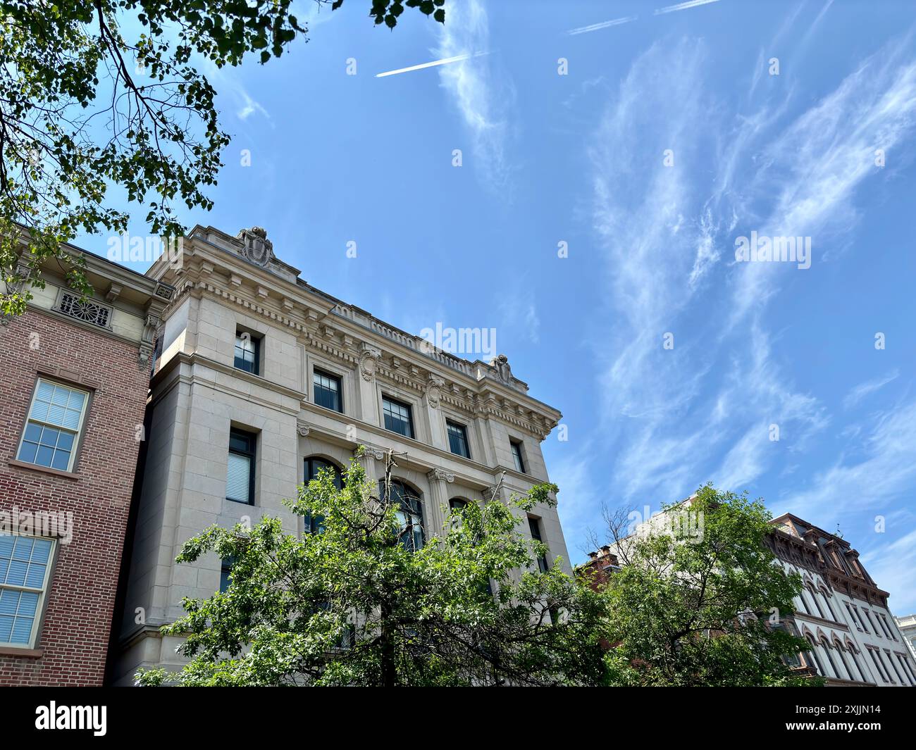 Historic building in Troy, New York, with a clear blue sky Stock Photo ...
