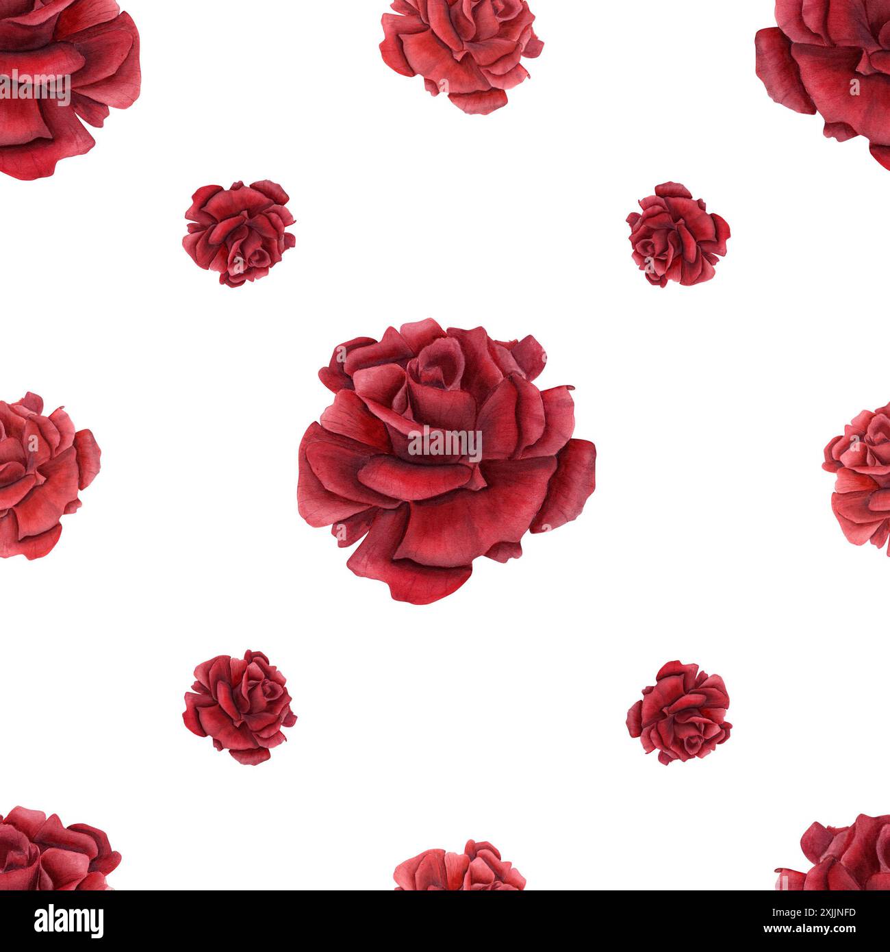 Rose head seamless pattern. Deep red flowers. Simple geometric ornate ...