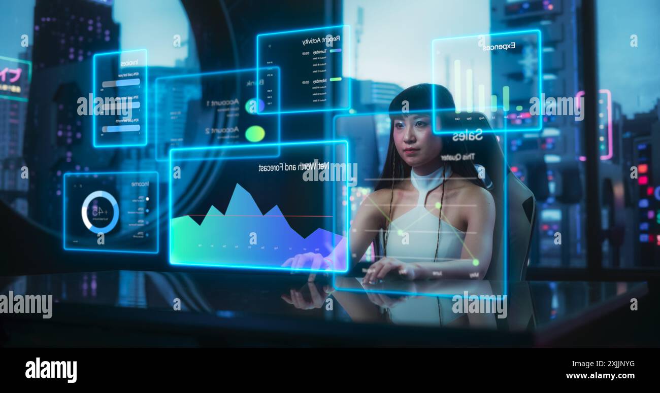 Futuristic interactive interface with charts hi-res stock photography and images - Alamy