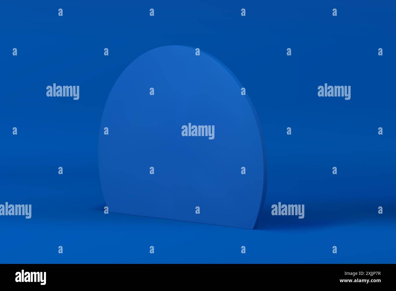 Blue circle 3d wall vertical stand platform empty showroom space studio ...