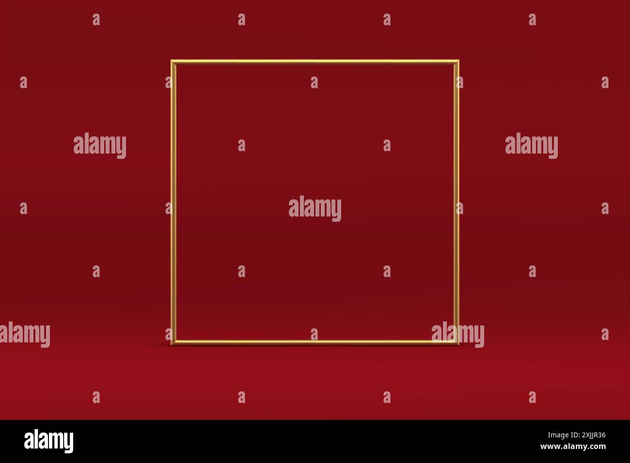 Golden 3d squared frame elegant luxury showcase display red studio background vector ...