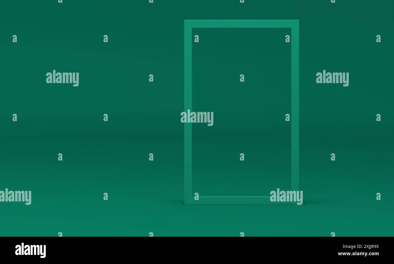 3d rectangle green frame abstract wall backdrop for interior design ...