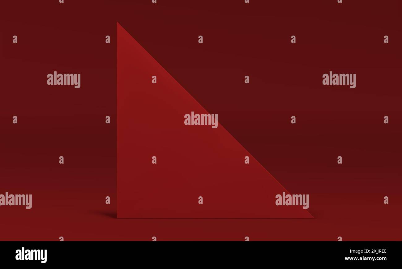Realistic 3d triangle wall red backdrop modern geometric shape for ...