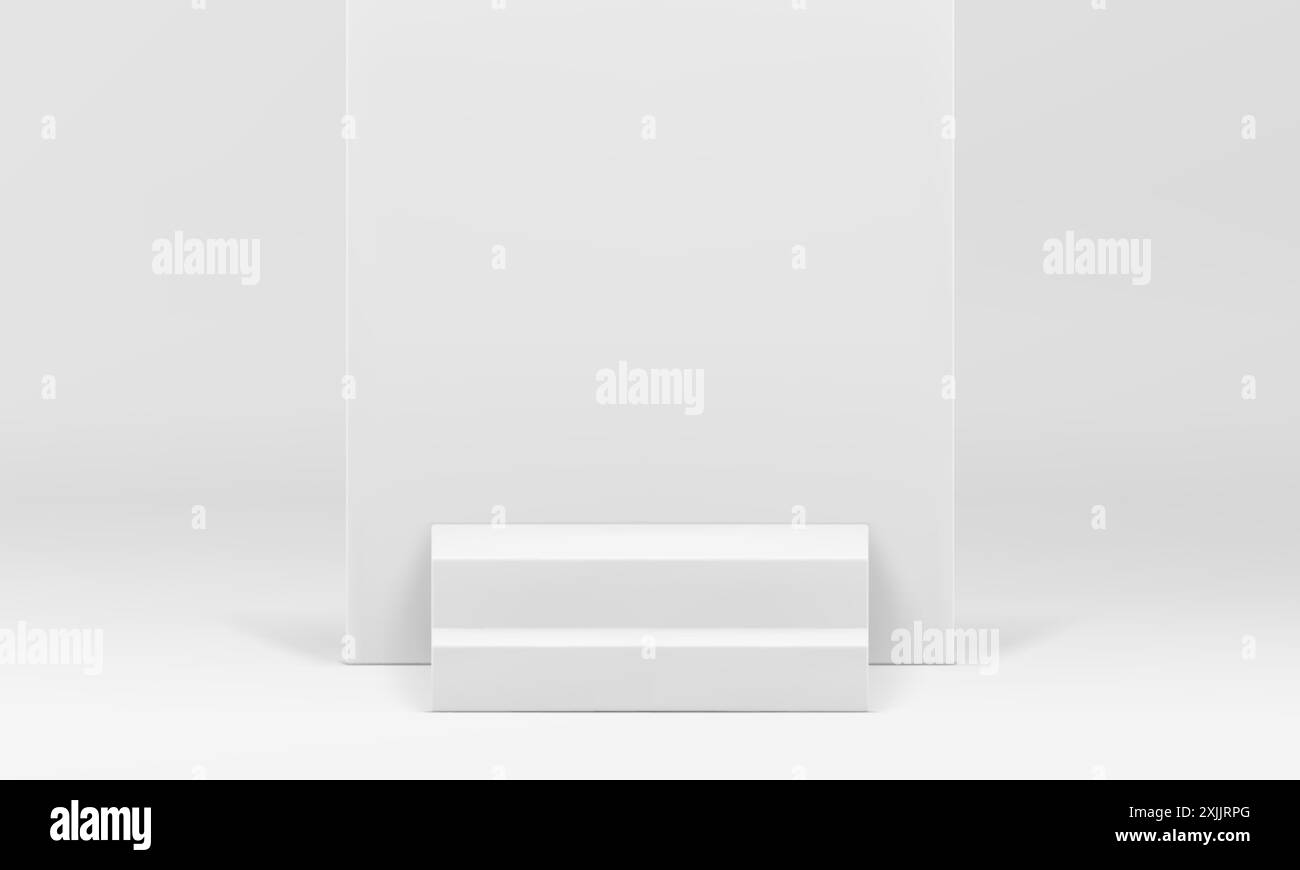 3d podium staircase white modern showroom with wall backdrop for ...