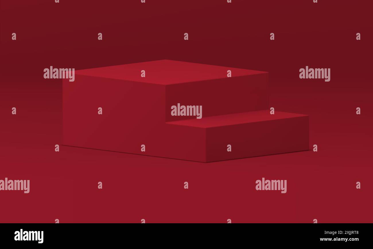 3d podium stand staircase red pedestal isometric platform with steps ...