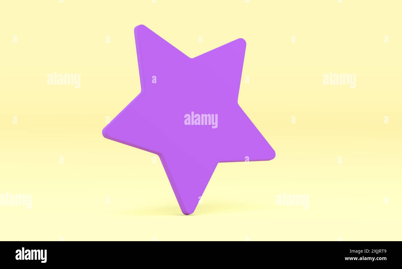 Purple 3d star wall decorative element at light yellow studio ...
