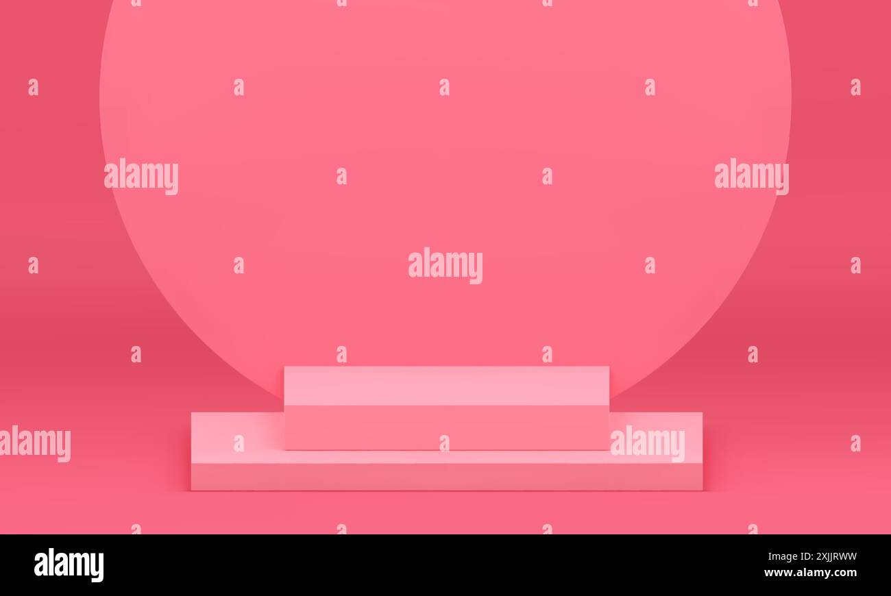 3d pink podium squared steps with circle wall backdrop for feminine ...