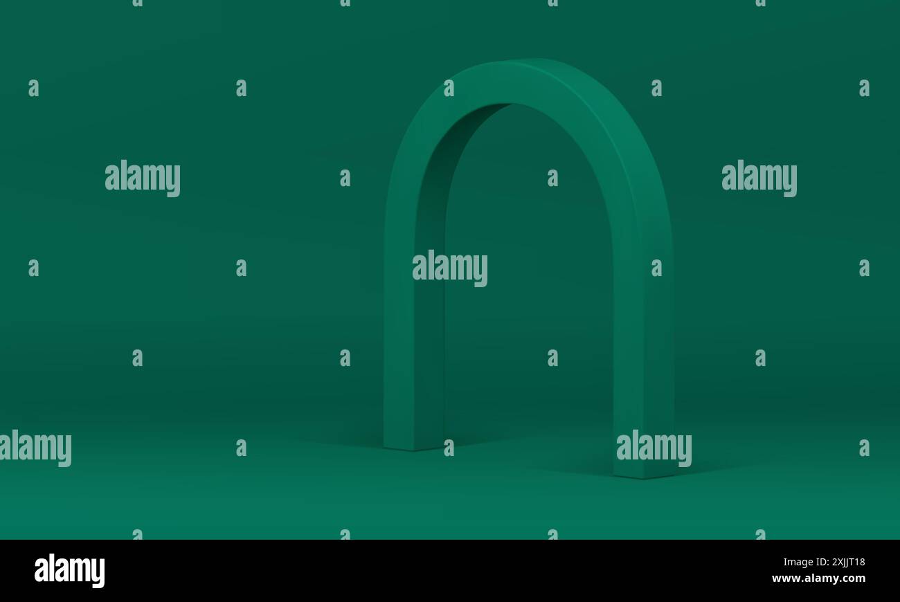 3d archway empty studio background green showroom interior for promo ...