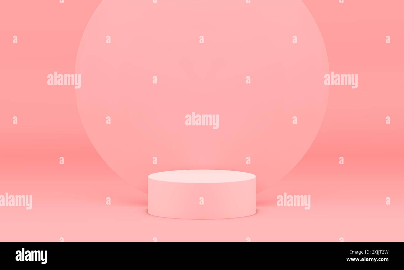Pink 3d cylinder podium elegant aesthetic display mock up for cosmetic ...