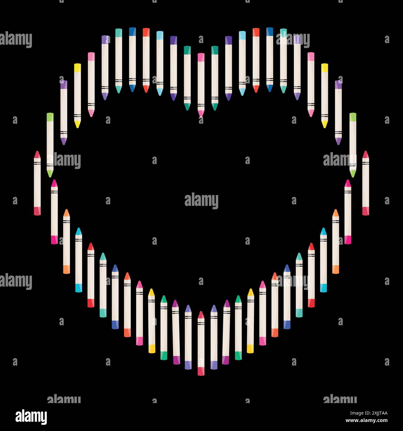 Heart of wax pastel or oil pastel crayons. Childish palette. Vector ...