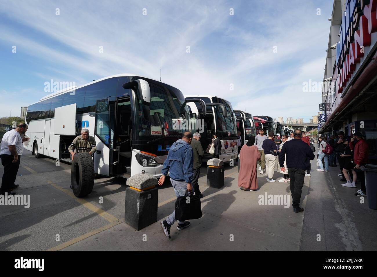 ISTANBUL, TURKIYE - APRIL 06, 2024: People in Esenler Coach Terminal in ...