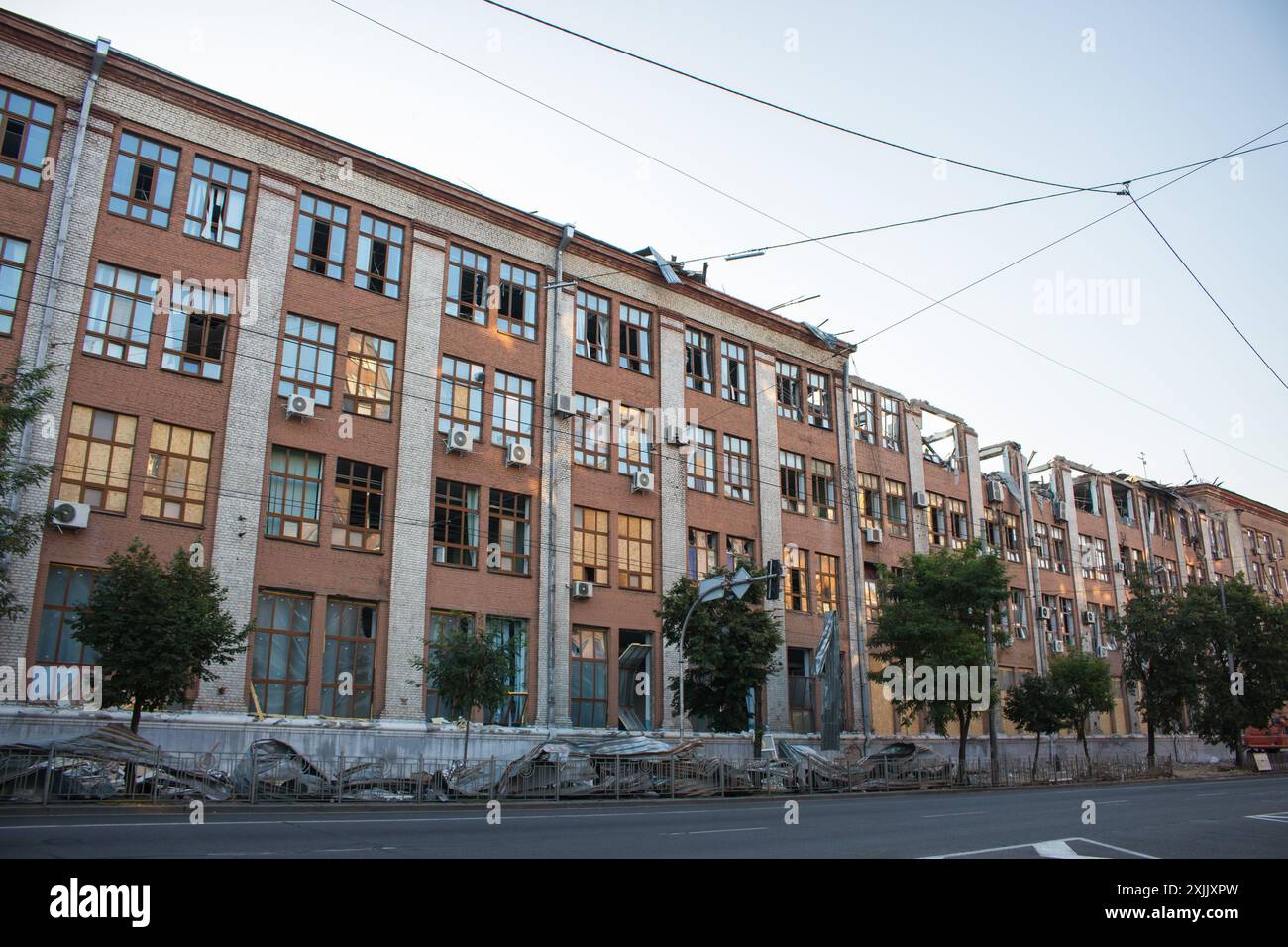 Destroyed building after ballistic missile attack, Ukraine. Broken ...