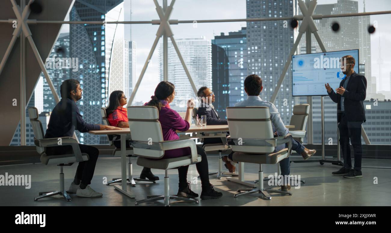 Modern South Asian Business Office Meeting: Confident Indian Manager ...