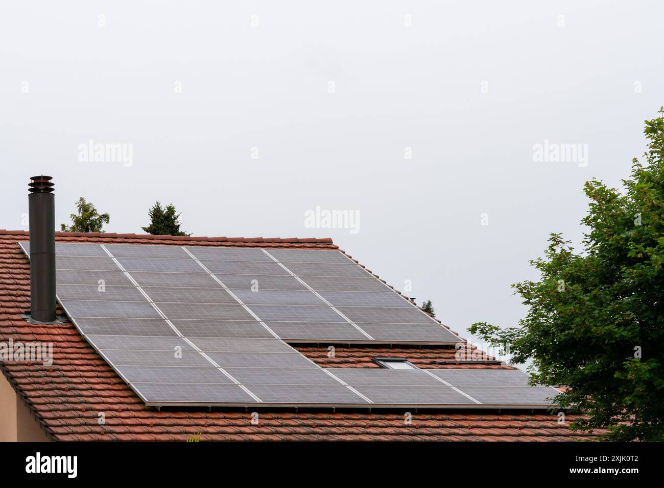 Solar panels with photovoltaic elements on a single family home in the ...