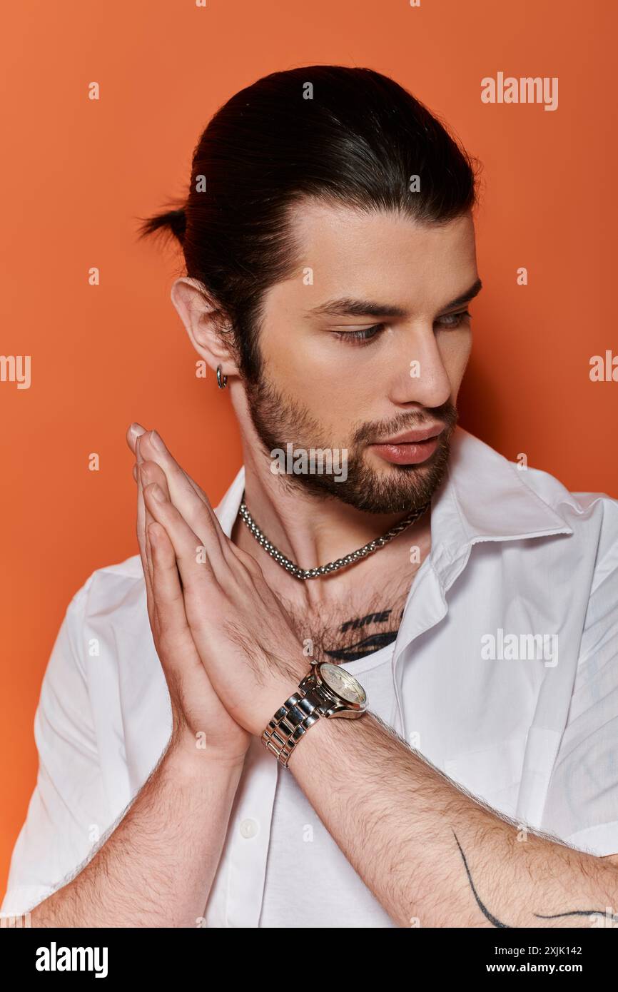 Handsome man in white shirt hi-res stock photography and images - Alamy