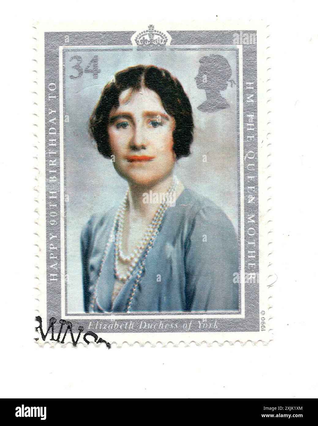 A vintage royal family postage stamp from the United Kingdom featuring ...