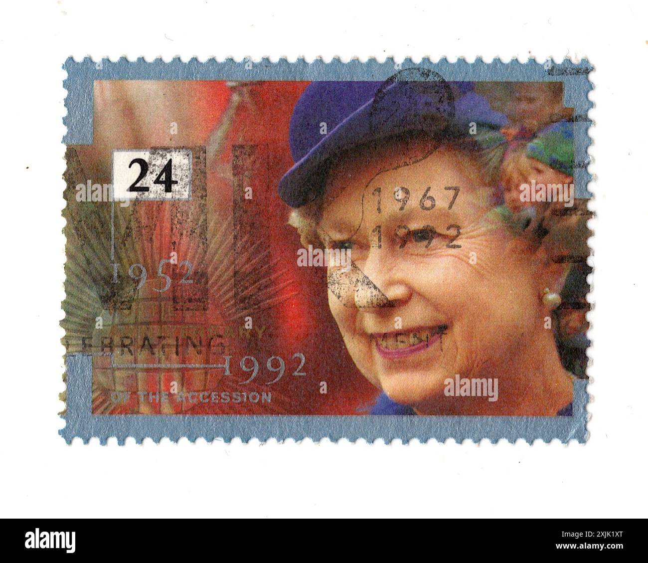 A vintage royal family postage stamp from the United Kingdom featuring ...