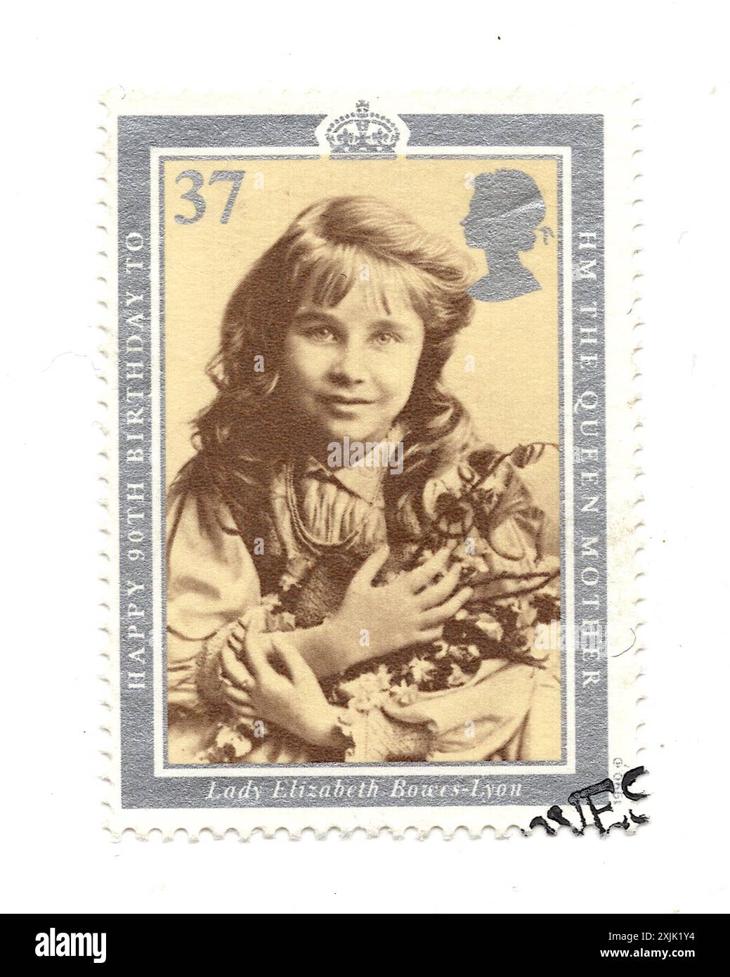 A vintage royal family postage stamp from the United Kingdom featuring ...