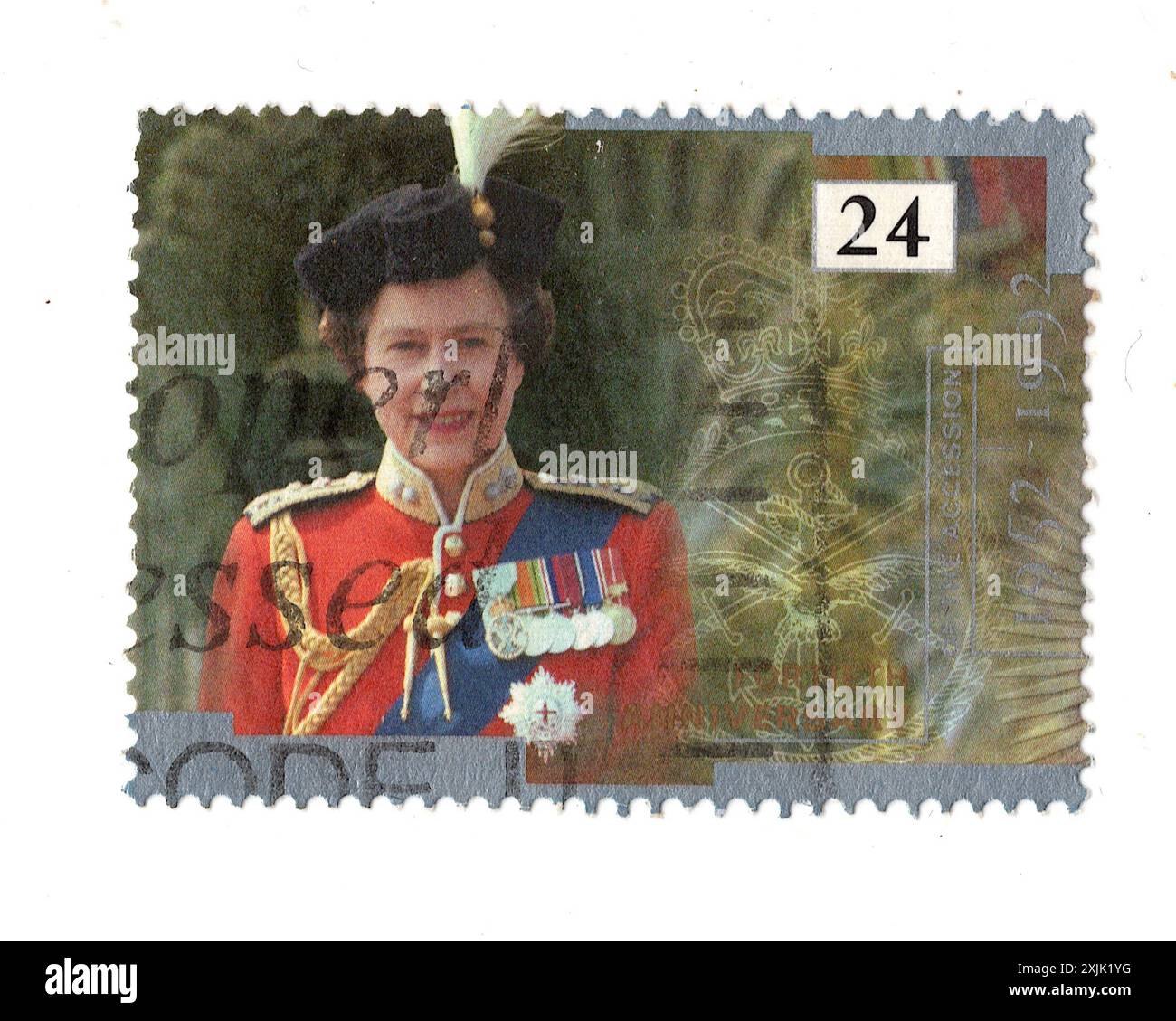 A vintage royal family postage stamp from the United Kingdom featuring ...