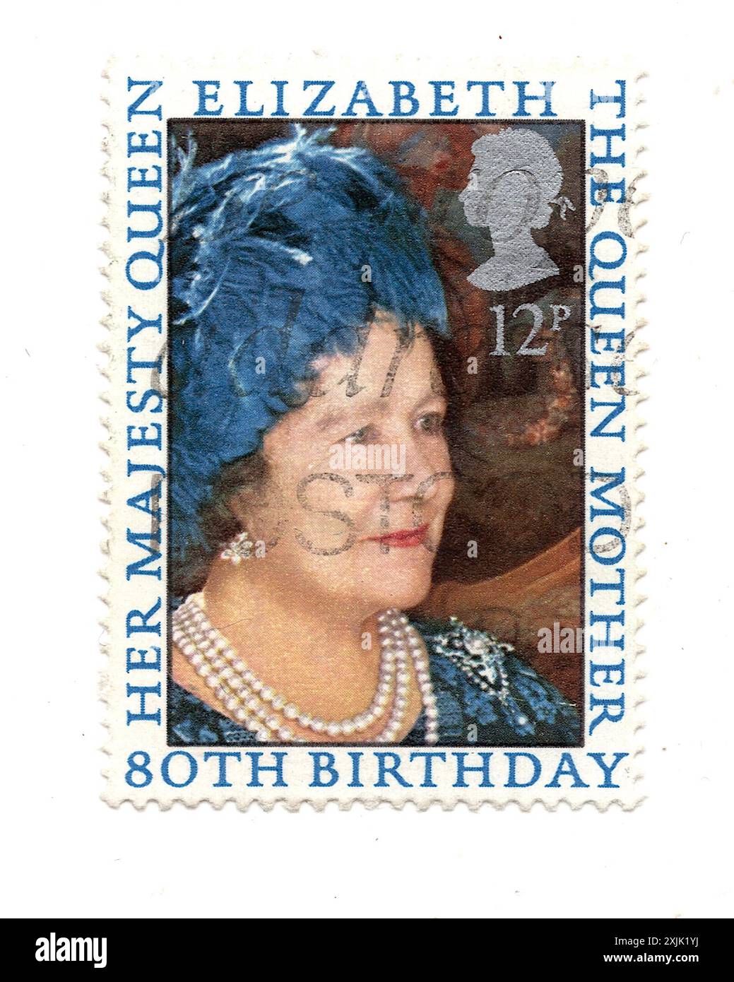 A vintage royal family postage stamp from the United Kingdom featuring ...