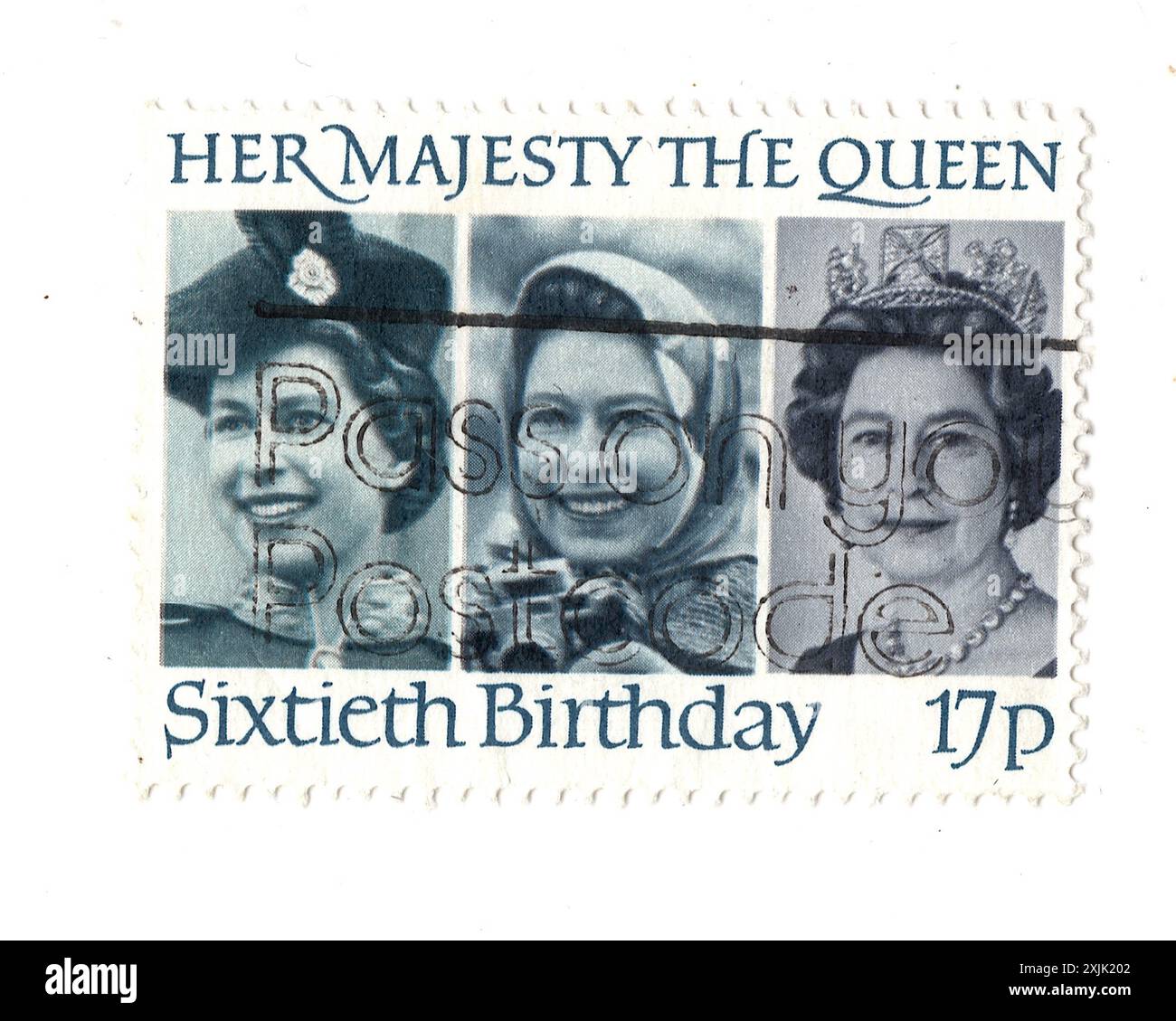 A vintage royal family postage stamp from the United Kingdom featuring ...