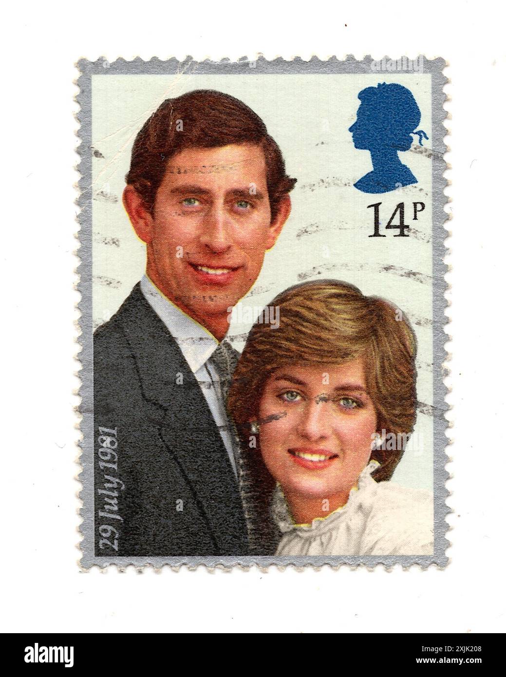 A vintage royal family postage stamp from the United Kingdom featuring ...