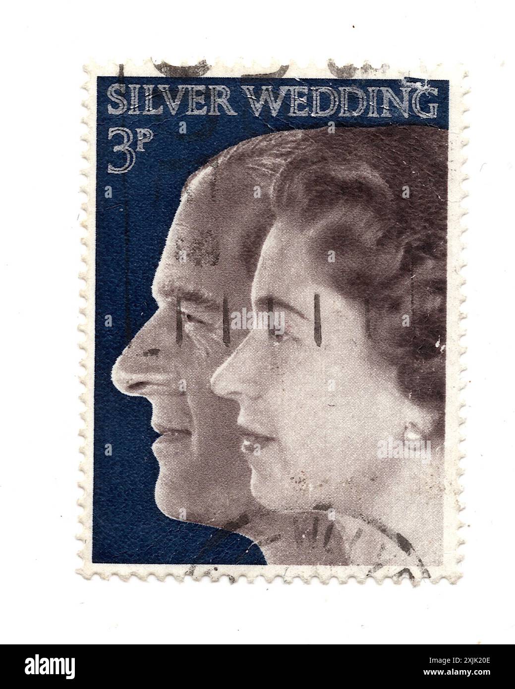 A vintage royal family postage stamp from the United Kingdom featuring ...
