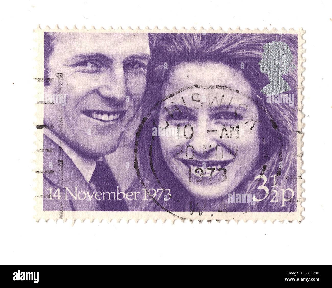 A vintage royal family postage stamp from the United Kingdom featuring ...