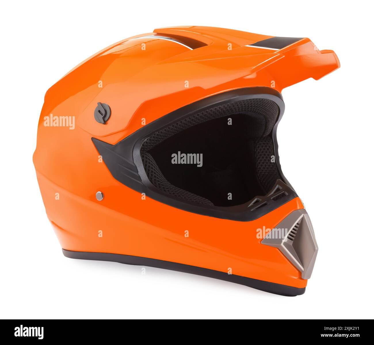 Modern orange motorcycle helmet isolated on white Stock Photo - Alamy