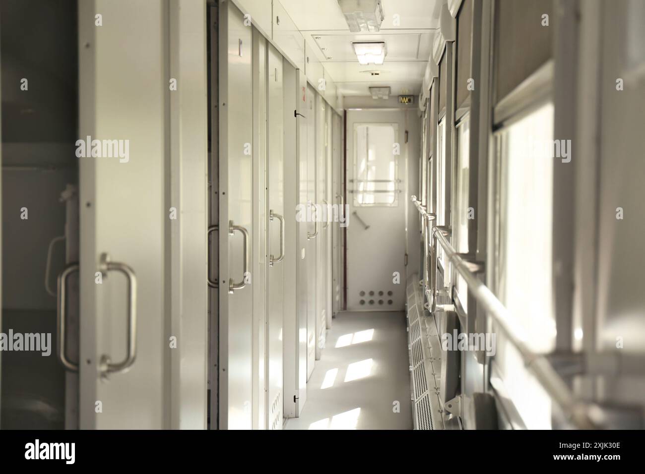 Interior of train car with many compartments Stock Photo - Alamy