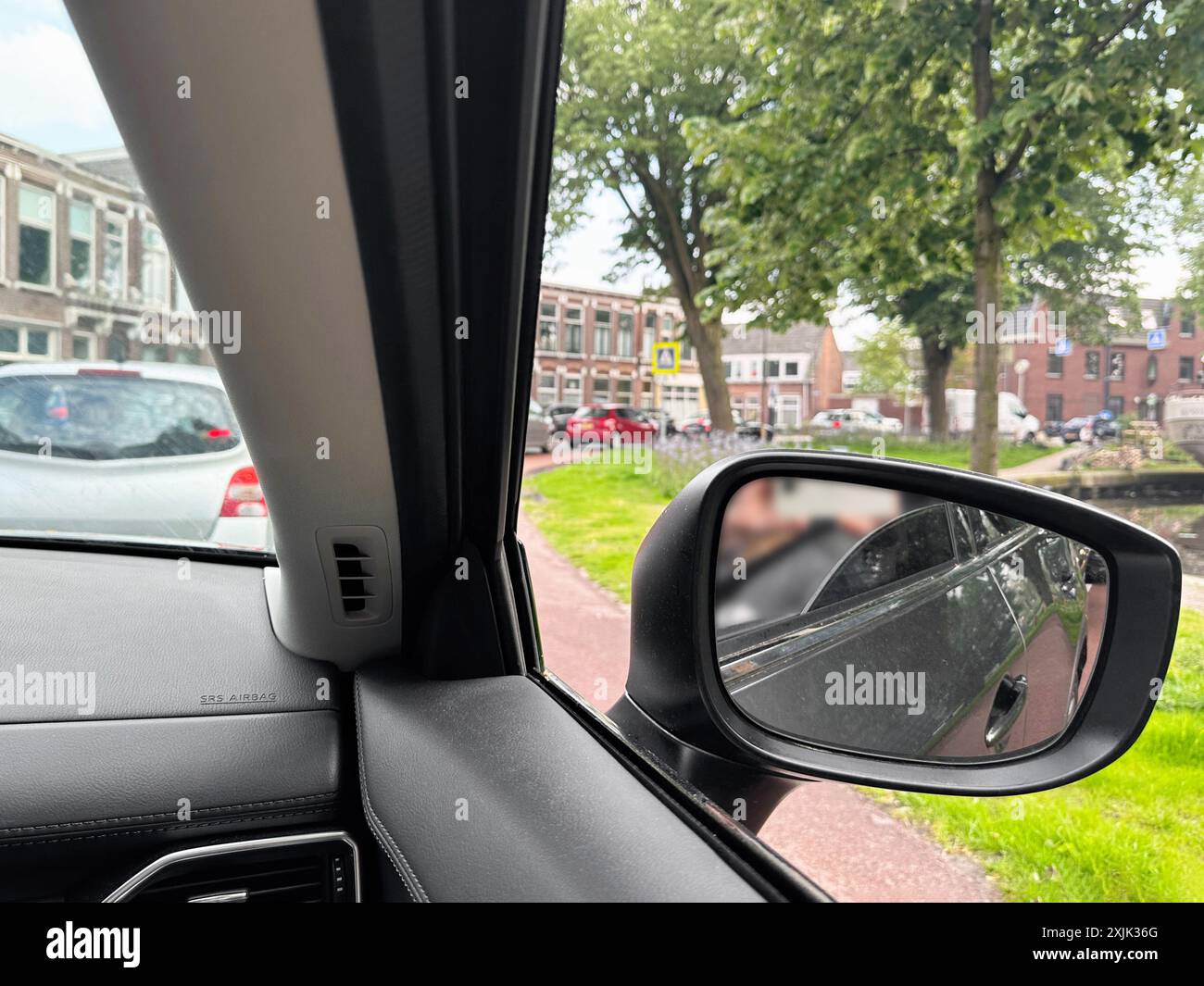Cars in traffic jam on city street, view from driver's seat Stock Photo ...