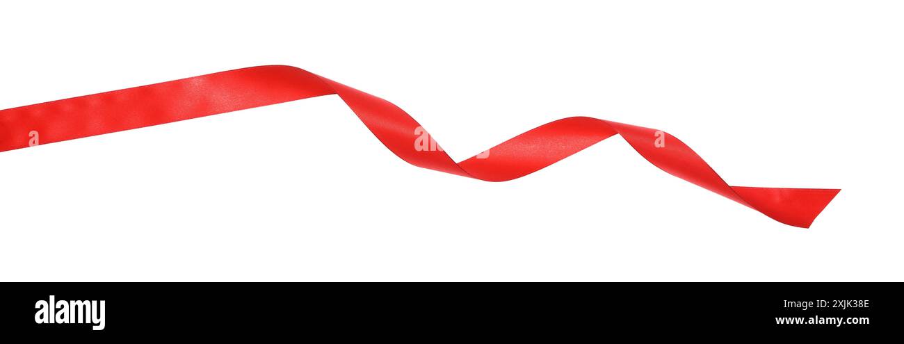 One red silk ribbon isolated on white Stock Photo - Alamy