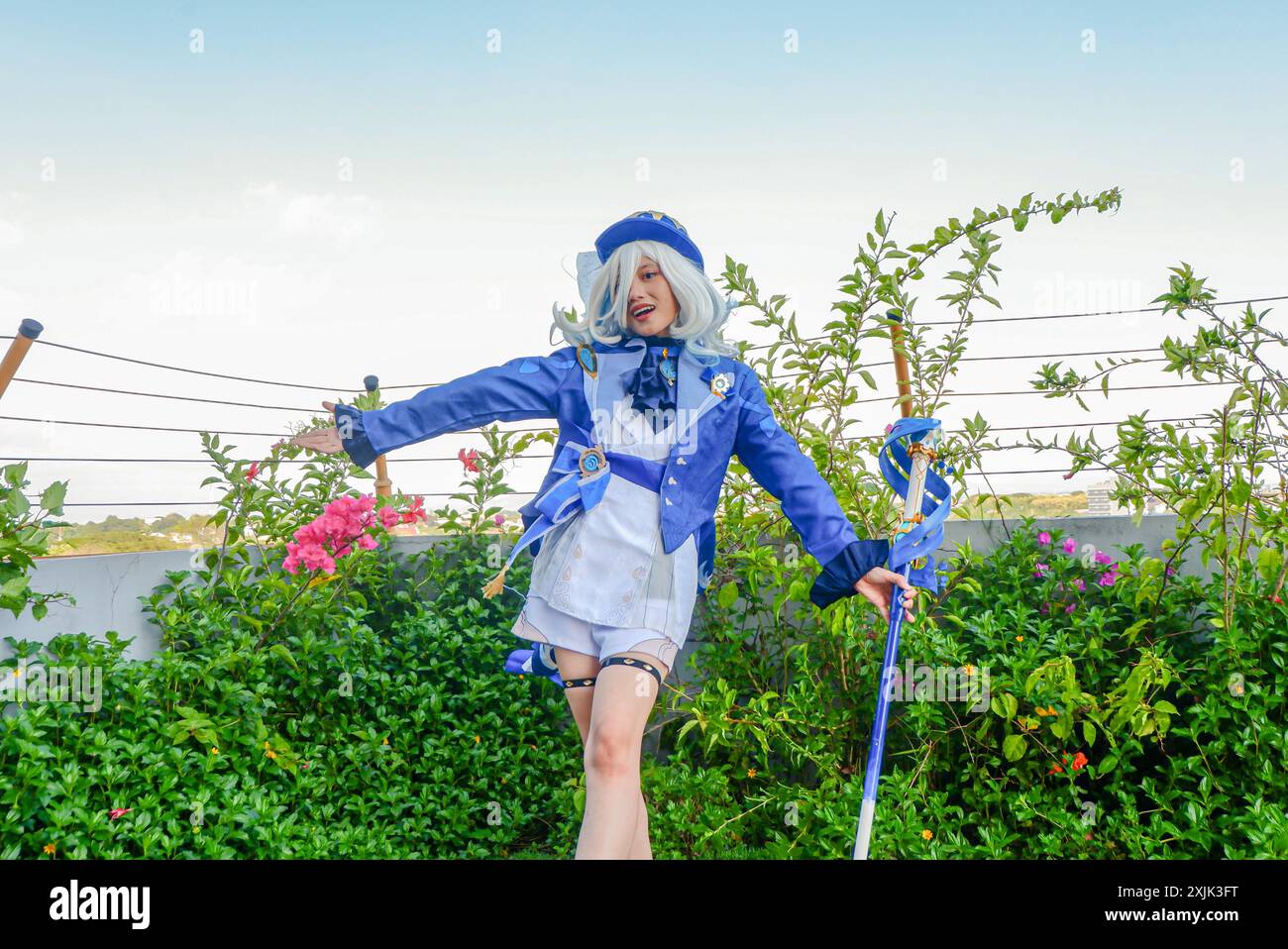 Makassar, Indonesia-July 9, 2024: an Asian woman cosplaying as Furina ...