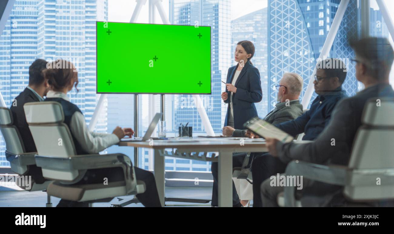 Office Conference Room Presentation: Beautiful Businesswoman Talks ...