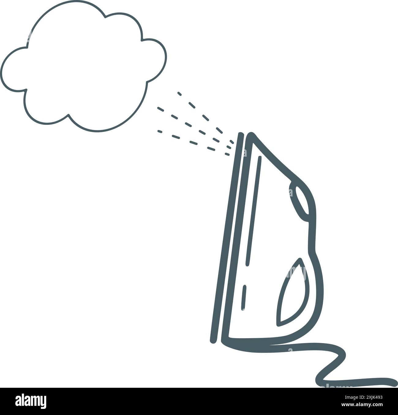 Iron releasing steam doodle sketch style illustration. Simple hand ...
