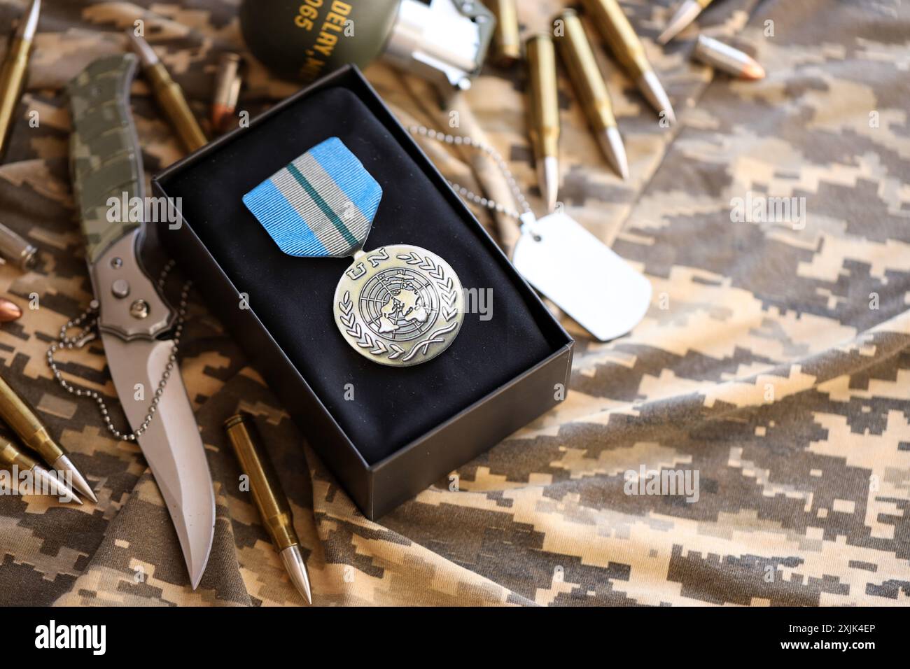 KYIV, UKRAINE - JULY 10, 2024 The United Nations international medal ...