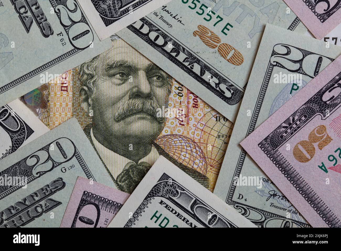 Bulgarian lev and US dollar banknotes for design purpose Stock Photo ...