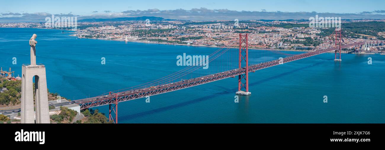 Aerial view of the 25th April Bridge - Ponte 25 de Abril - is a ...