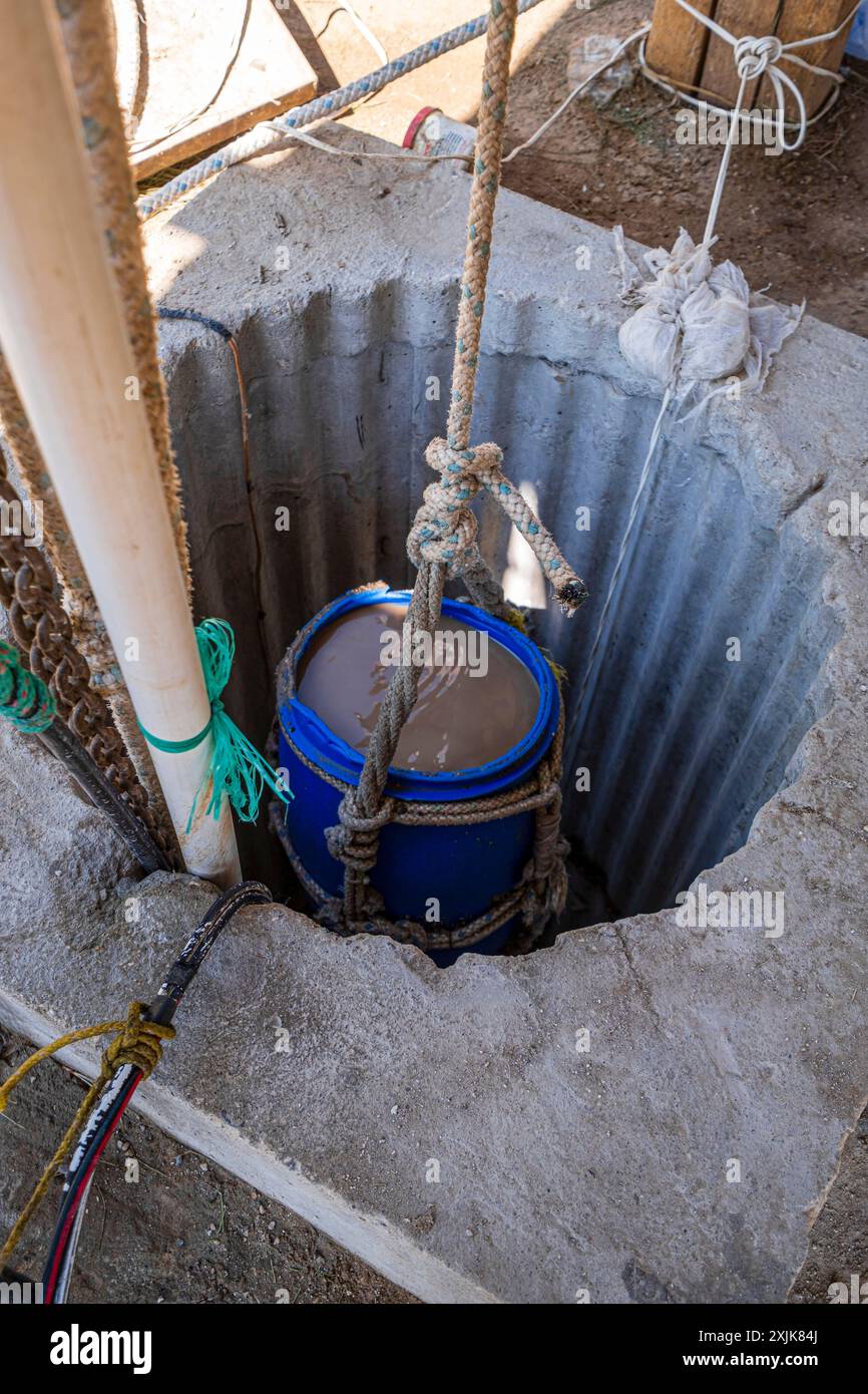 traditional well excavation, Xullmal village, Guatemala, Central ...